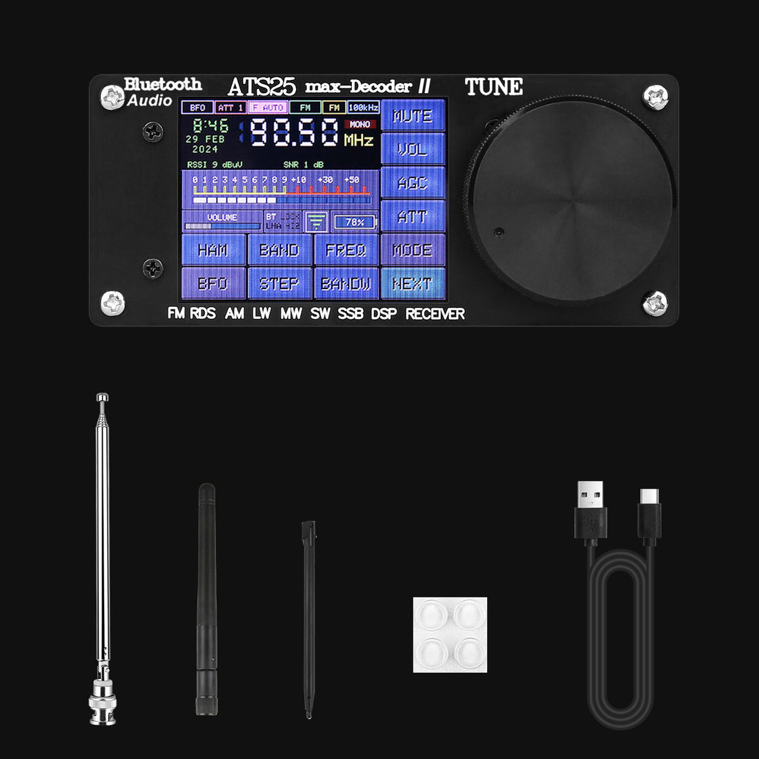 HamGeek ATS25 Max Decoder II Bluetooth Full Band Radio Receiver FM SW